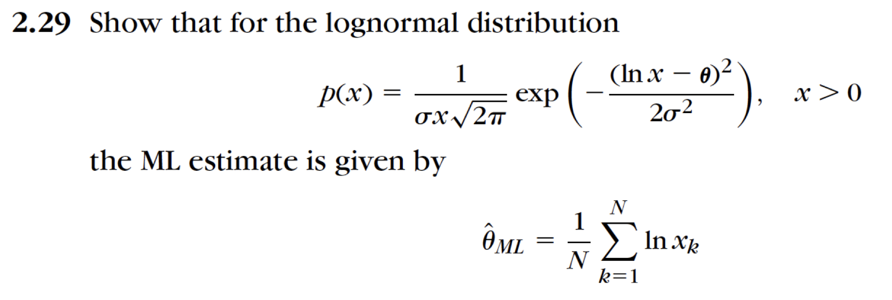 Solved 2.29 Show that for the lognormal distribution | Chegg.com