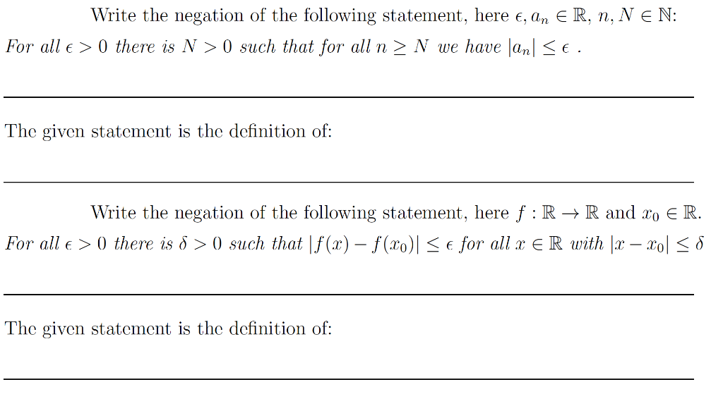 Solved Write the negation of the following statement, here | Chegg.com