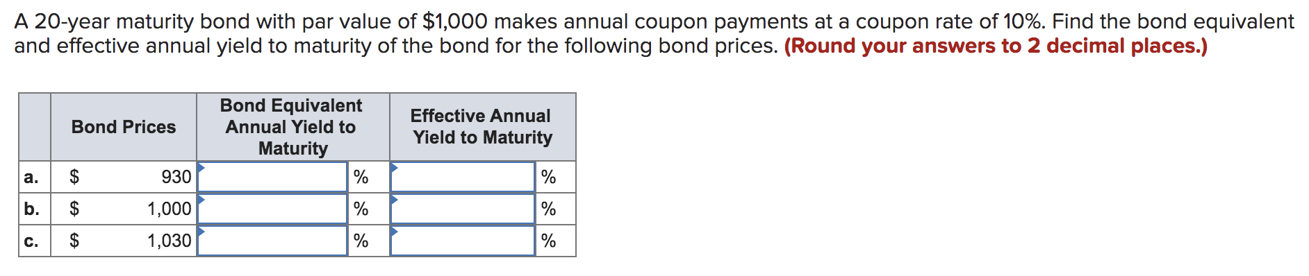 Solved A 20-year maturity bond with par value of $1,000 | Chegg.com