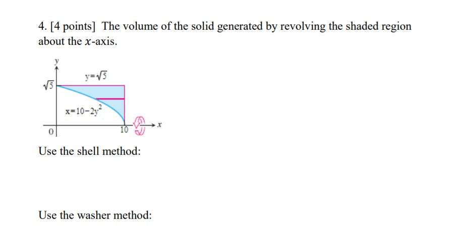Solved Set up the definite integral(s) to find the volume of | Chegg.com