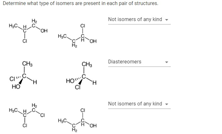 Solved Determine what type of isomers are present in each | Chegg.com