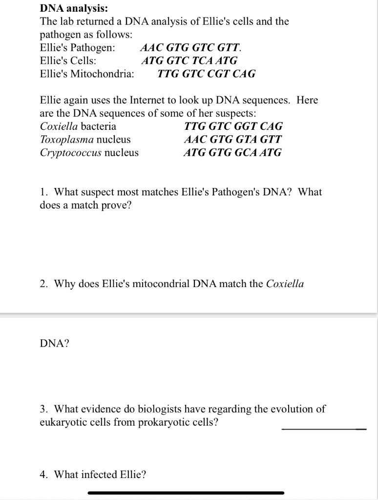 Solved DNA analysis: The lab returned a DNA analysis of | Chegg.com