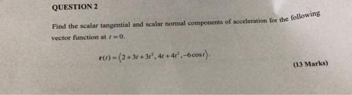 Solved Find the scalar tangential and scalar normal | Chegg.com