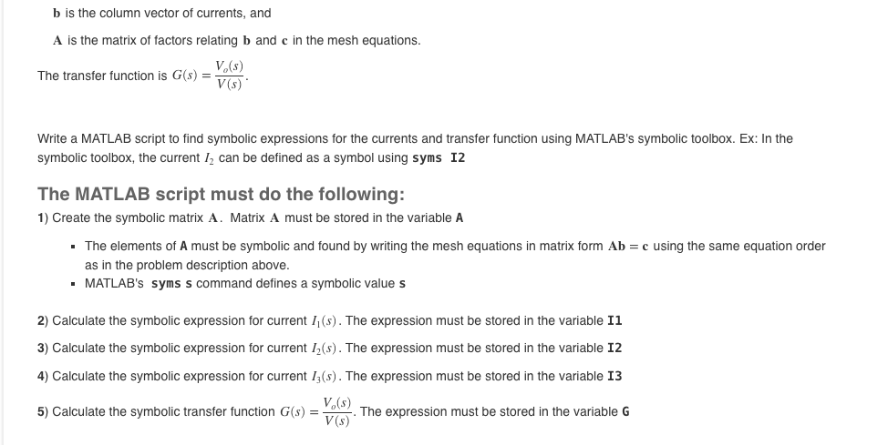 Solved Solving mesh equations with symbolic variables The | Chegg.com