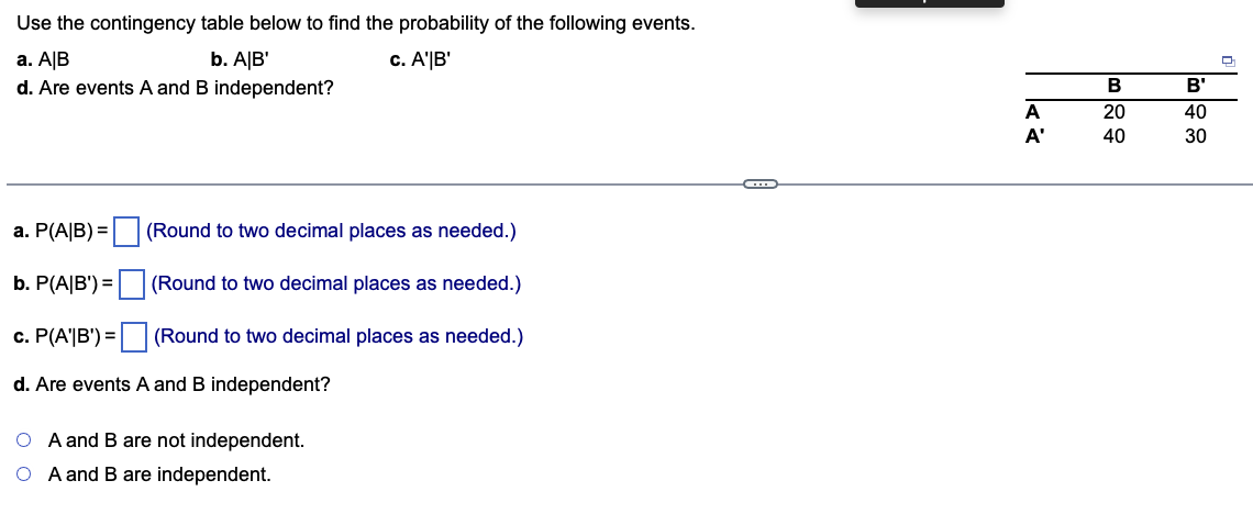 Solved Use the contingency table below to find the | Chegg.com