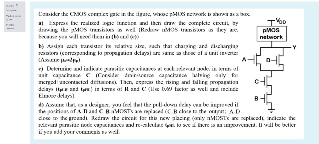 Solved Consider the CMOS complex gate in the figure, whose | Chegg.com