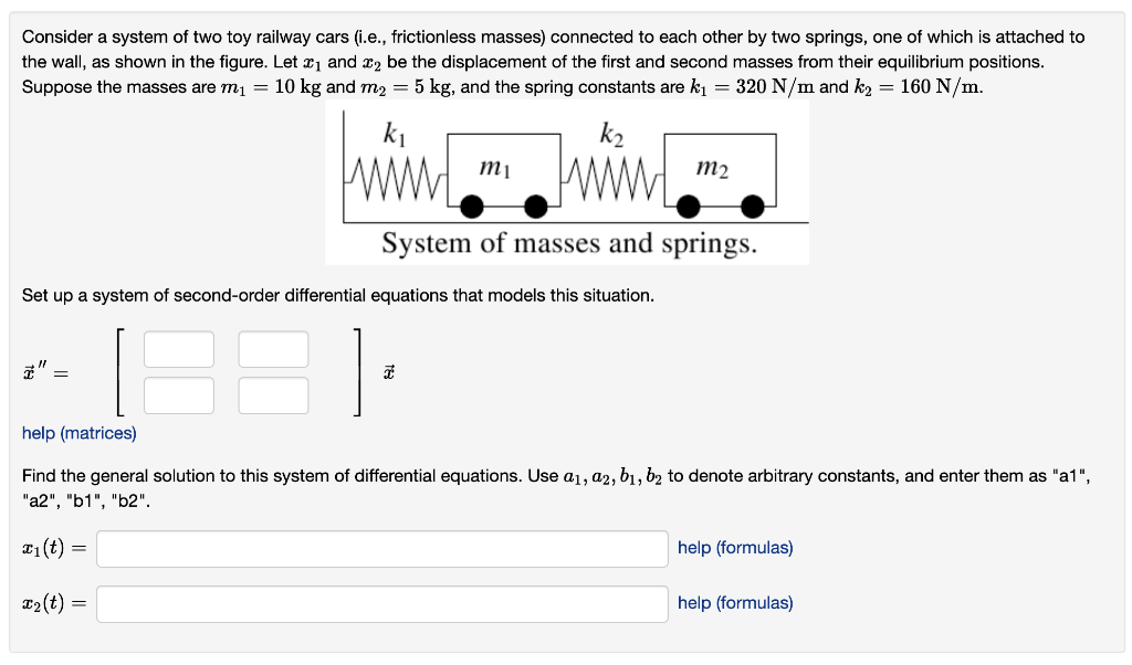 Consider a system of two toy railway cars (i.e., | Chegg.com
