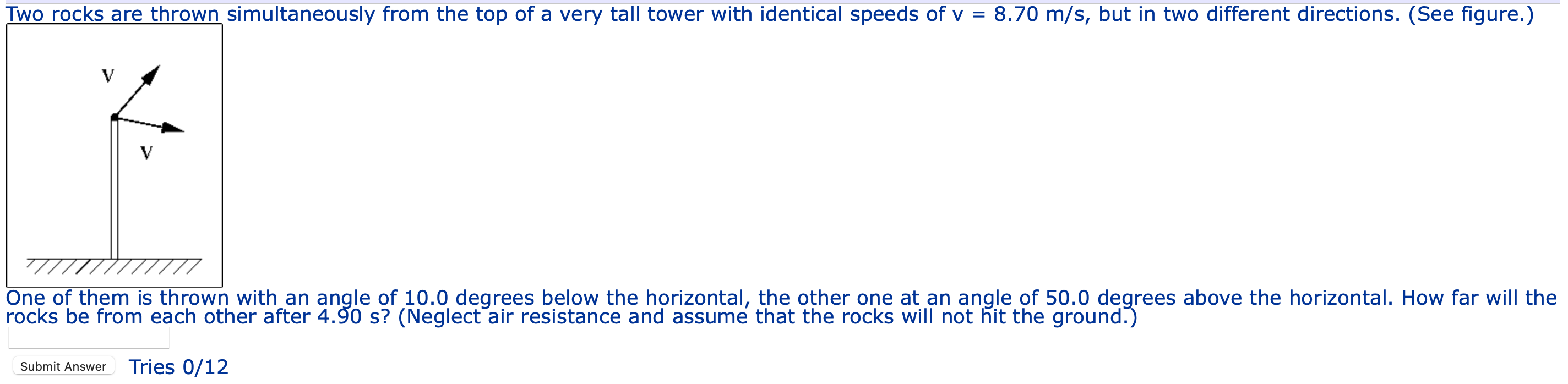 Solved Two rocks are thrown simultaneously from the top of a | Chegg.com