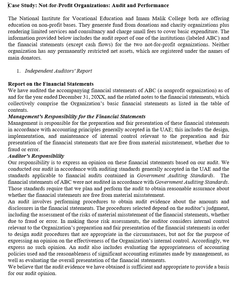 Solved Case Study: Not-for-Profit Organizations: Audit and | Chegg.com