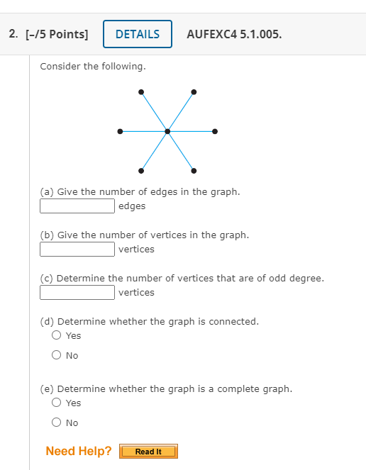 Solved 2. [-15 Points] DETAILS AUFEXC4 5.1.005. Consider the | Chegg.com
