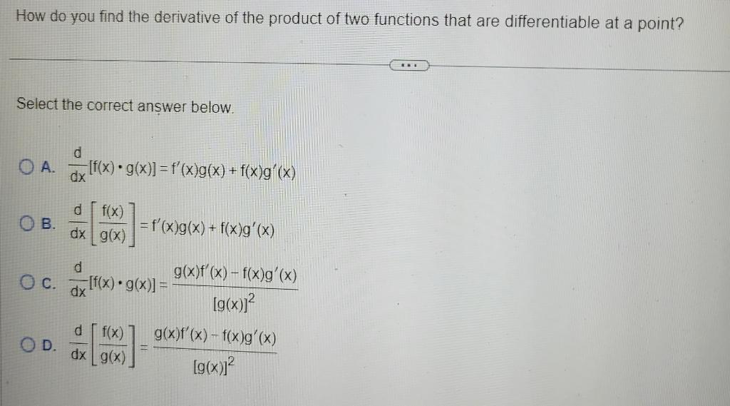 Solved How do you find the derivative of the product of two | Chegg.com