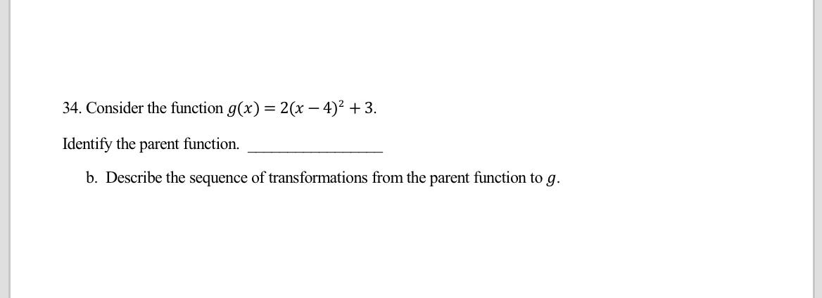 Solved Given this problem how do I find the parent function | Chegg.com