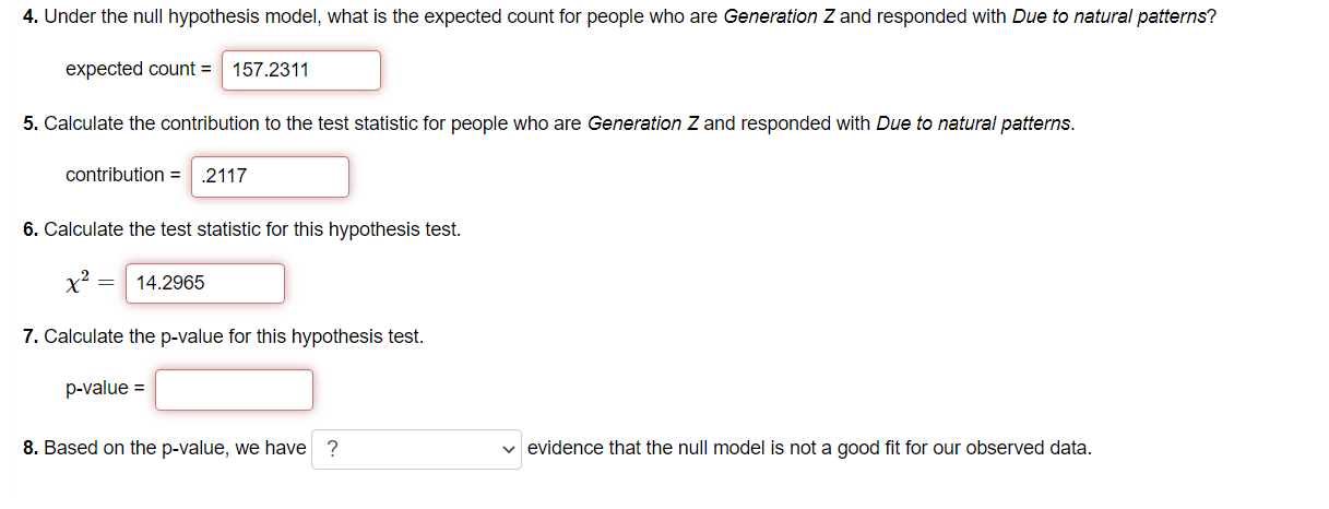 Solved 4. Under the null hypothesis model, what is the | Chegg.com