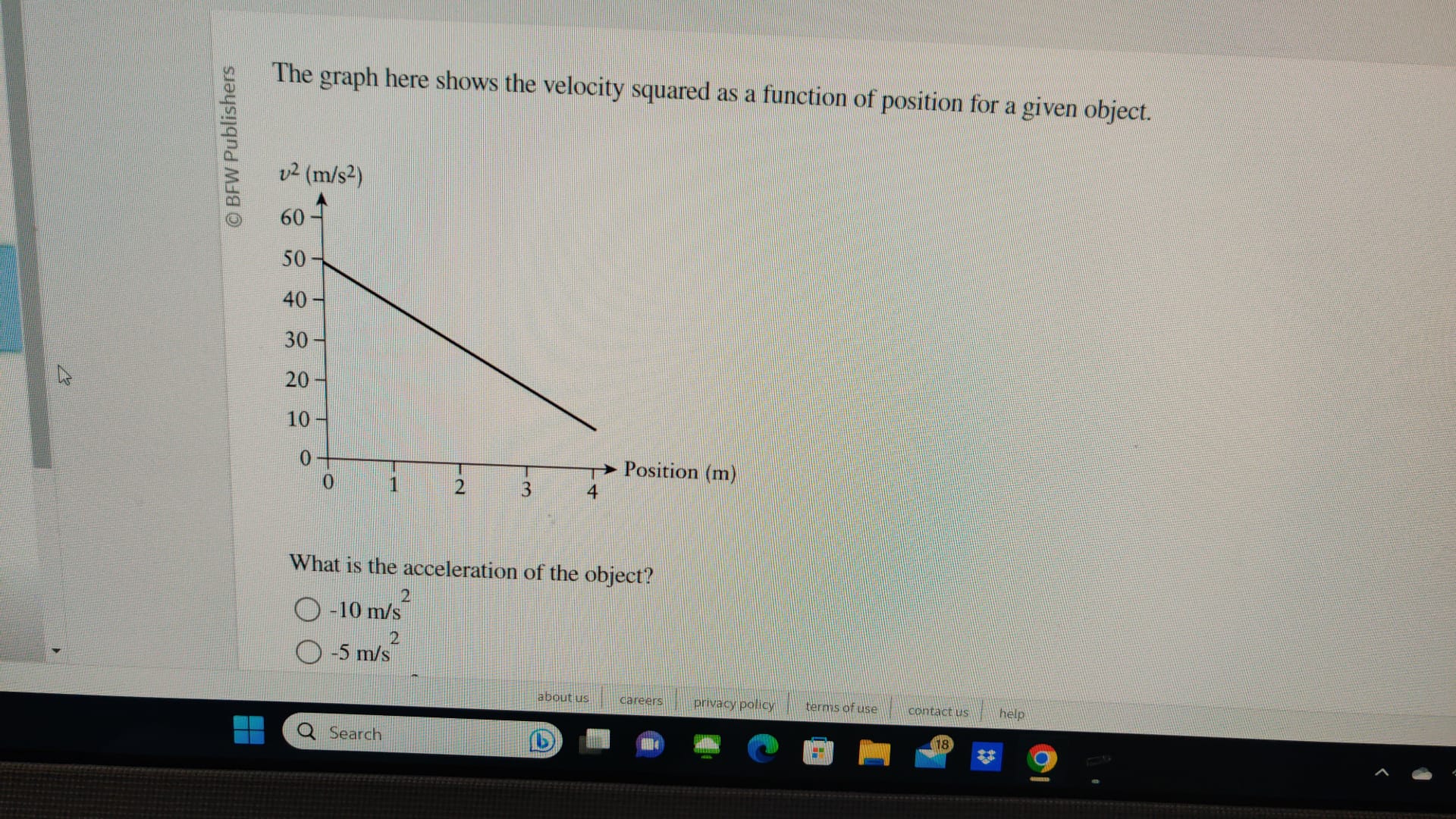 Solved The graph here shows the velocity squared as a | Chegg.com