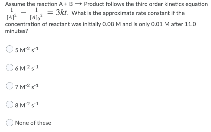 Solved Assume the reaction A+B → Product follows the third | Chegg.com