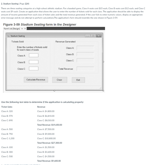 Solved 2. Stadium Seating (Page 224) There are three seating | Chegg.com
