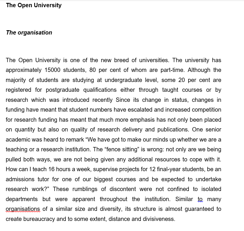 The Open University The organisation The Open | Chegg.com