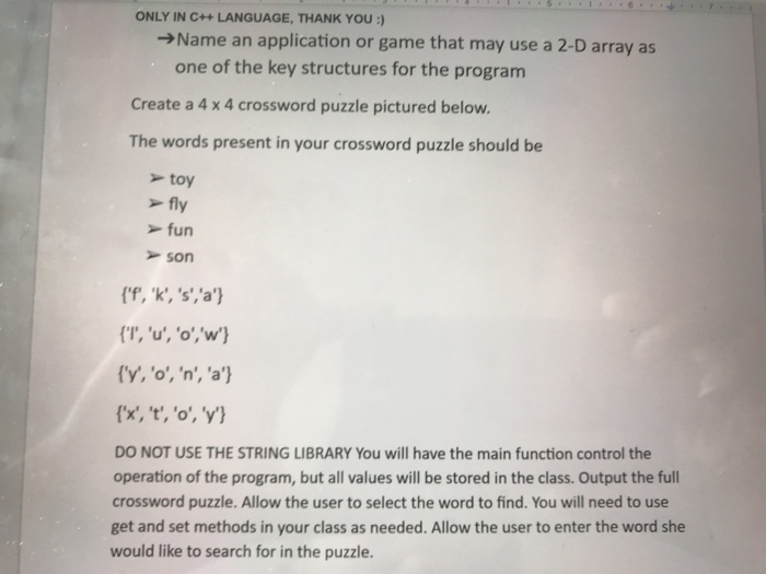 Solved ONLY IN C++ LANGUAGE, THANK YOU) →Name an application | Chegg.com