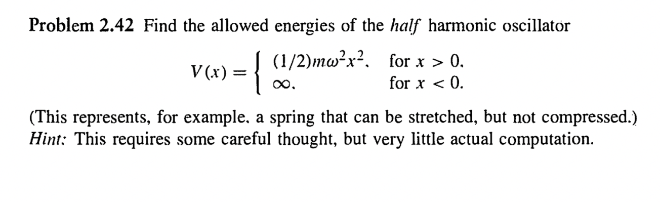 Solved Problem 2.42 Find the allowed energies of the half | Chegg.com