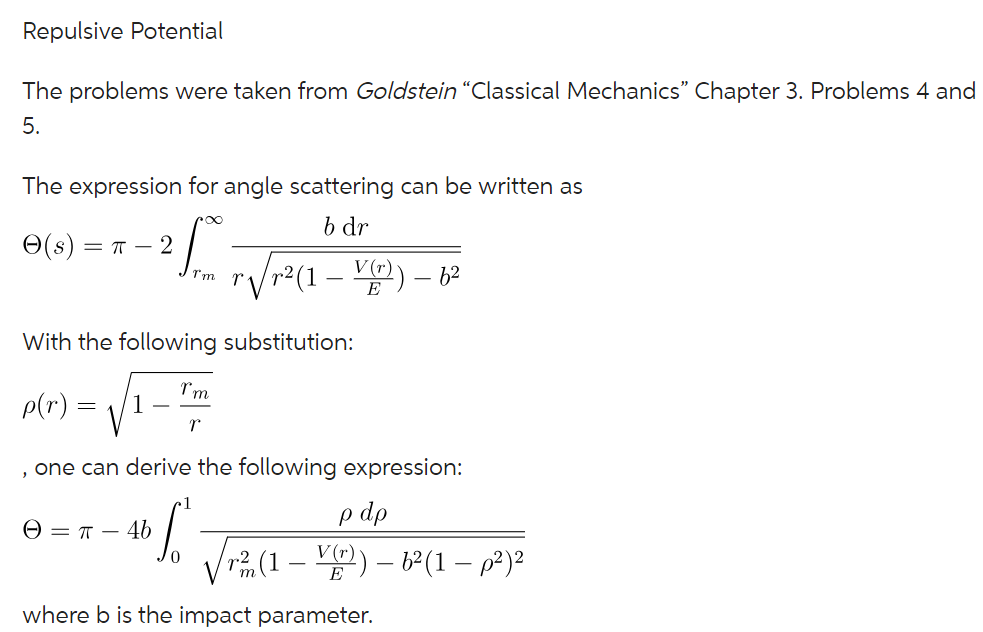 Solved Repulsive Potential The problems were taken from | Chegg.com