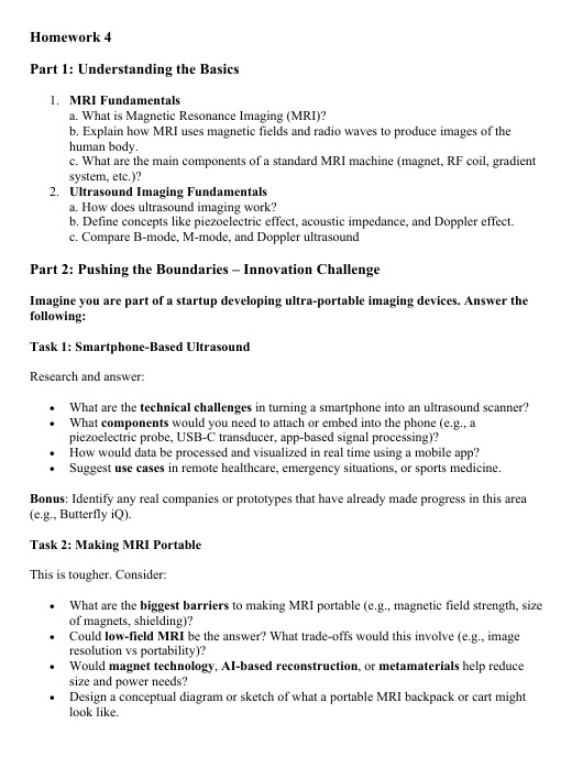 Homework 4 ﻿Part 1: Understanding the Basics 1. ﻿MRI | Chegg.com