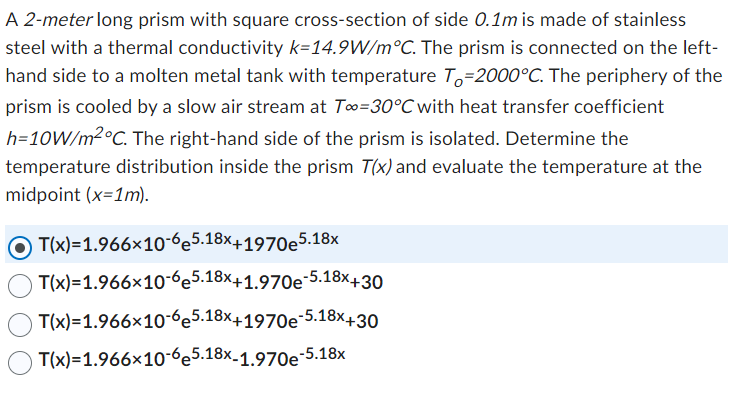 Solved A 2-meter long prism with square cross-section of | Chegg.com