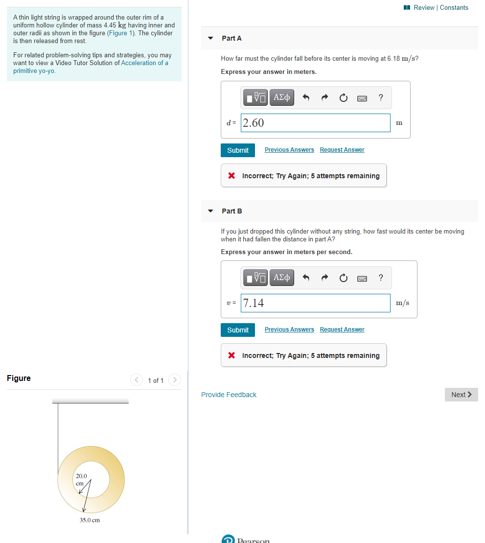 Solved Review Constants A thin light string is wrapped | Chegg.com