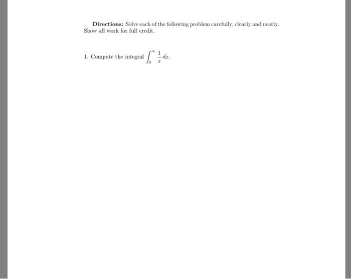 Solved Directions: Solve each of the following problem | Chegg.com