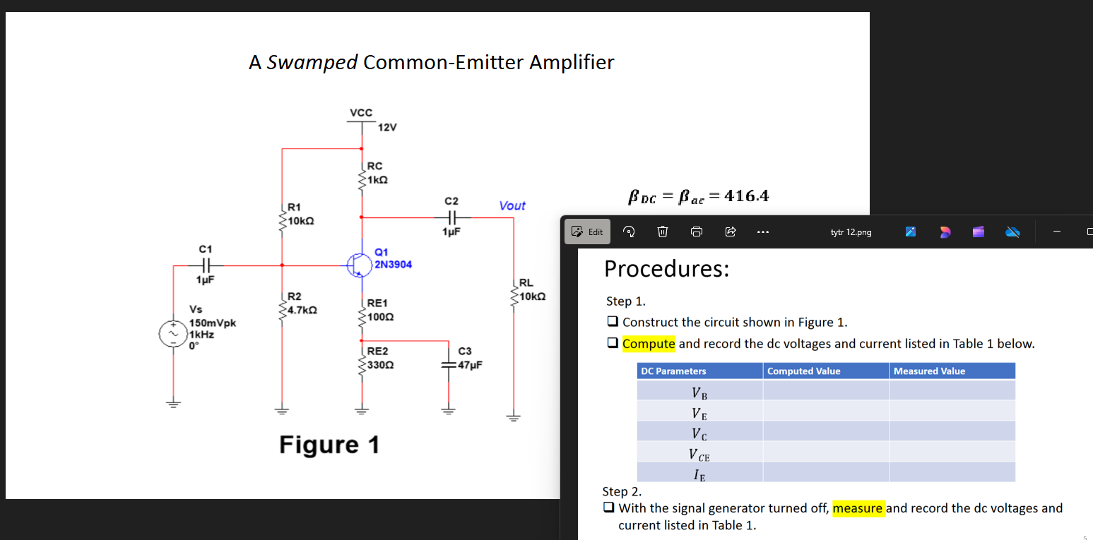 Procedures:Step 1.Construct the circuit shown in | Chegg.com