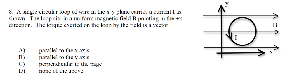 Solved 8. A single circular loop of wire in the x-y plane | Chegg.com