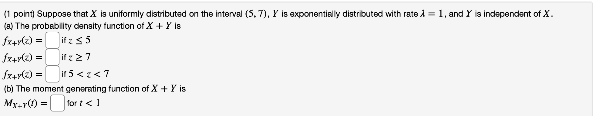 Solved (1 point) Suppose that X is uniformly distributed on | Chegg.com