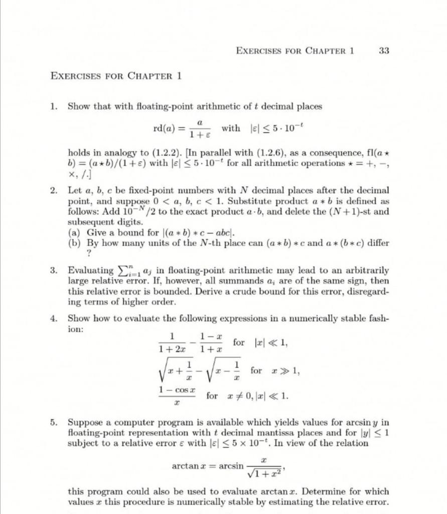 EXERCISES FOR CHAPTER 1 33 EXERCISES FOR CHAPTER 1 1. | Chegg.com