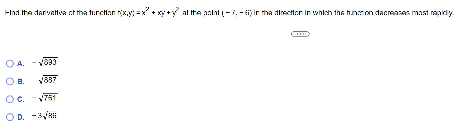 Solved Find the derivative of the function f(x,y)=x2+xy+y2 | Chegg.com