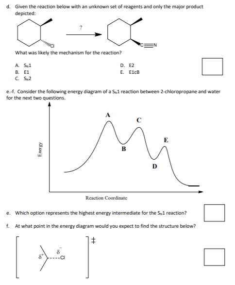 Solved d. Given the reaction below with an unknown set of | Chegg.com