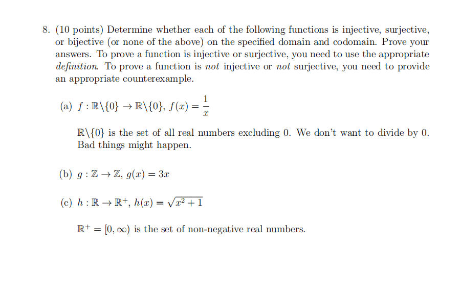 Solved 8. (10 points) Determine whether each of the | Chegg.com