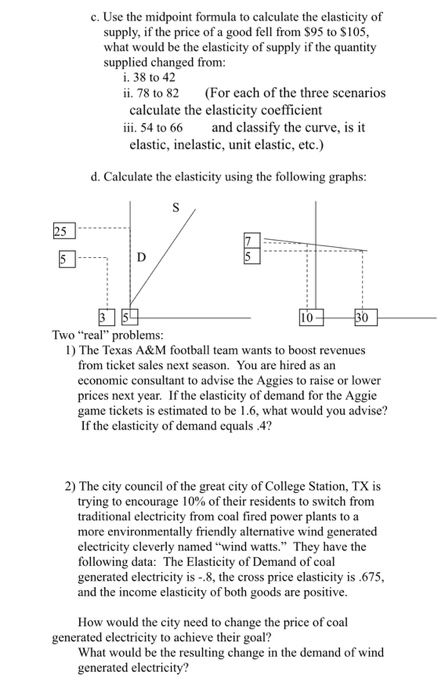 Solved 1) Elasticity of Demand Summary Graph and Elasticity | Chegg.com