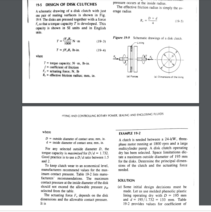 Solved Complete the following design questions for clutch | Chegg.com
