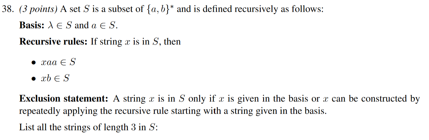Solved 8. (3 points) A set S is a subset of {a,b}∗ and is | Chegg.com