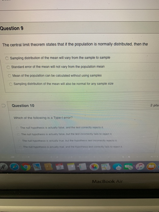 Solved Question 9 The central limit theorem states that if | Chegg.com