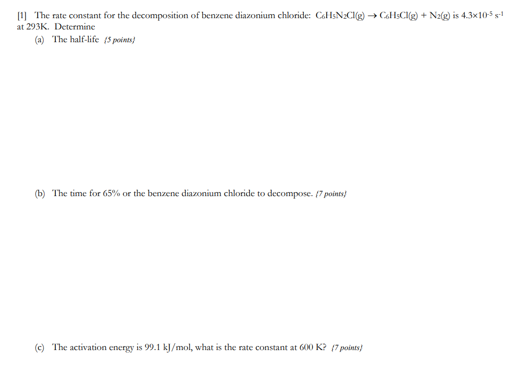 Solved [1] The rate constant for the decomposition of | Chegg.com