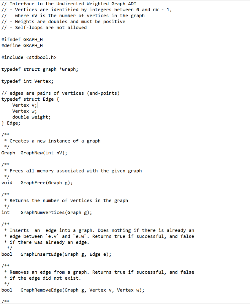 Solved Implement the GraphMST() function in Graph.c which | Chegg.com