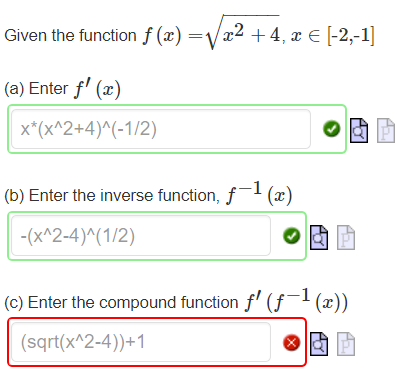 Solved Given the function f(x)=x2+4,x∈[−2,−1] (a) Enter | Chegg.com