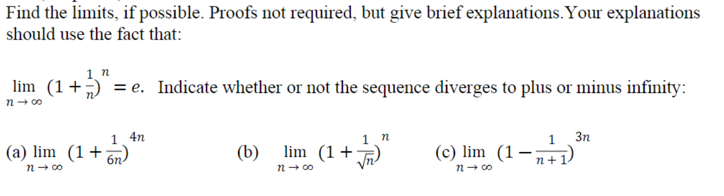 Solved Find the limits, if possible. Proofs not required, | Chegg.com