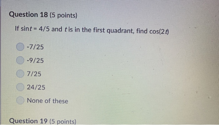 Solved Question 14 (5 points) In which quadrant does the | Chegg.com