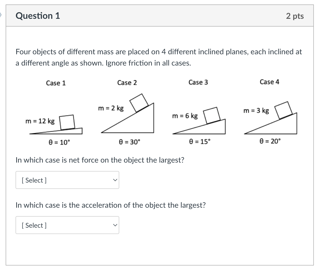 Solved Four objects of different mass are placed on 4 | Chegg.com