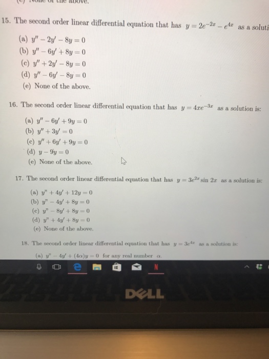 Solved The second order linear differential equation that | Chegg.com