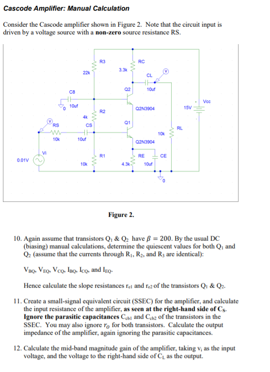 Solved Cascode Amplifier: Manual Calculation Consider the | Chegg.com