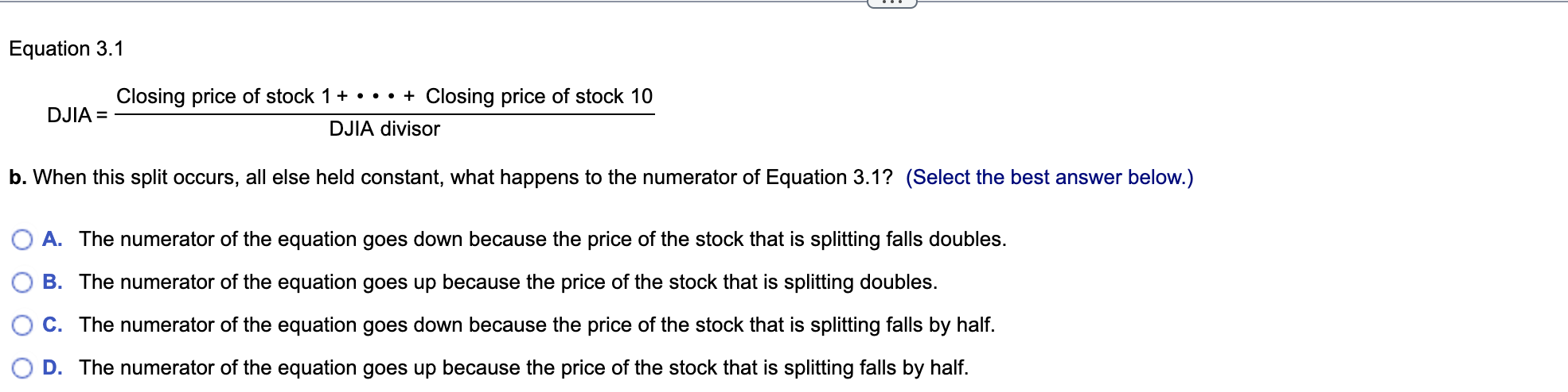 Solved c. When this split occurs, all else held constant, | Chegg.com