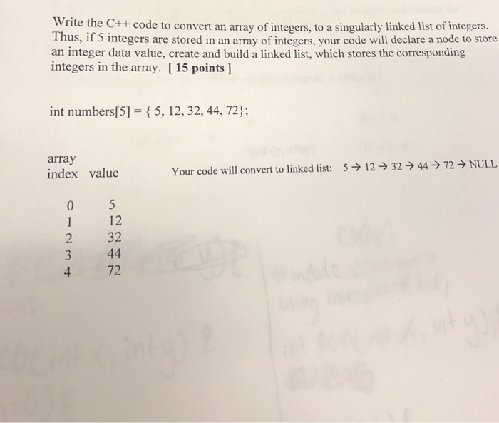 Solved Write the C++ code to convert an array of integers, | Chegg.com