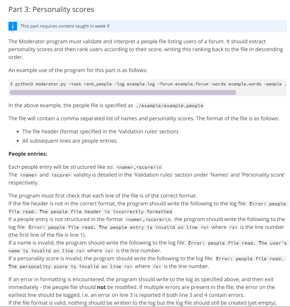 Solved The Moderator program must validate and interpret a | Chegg.com